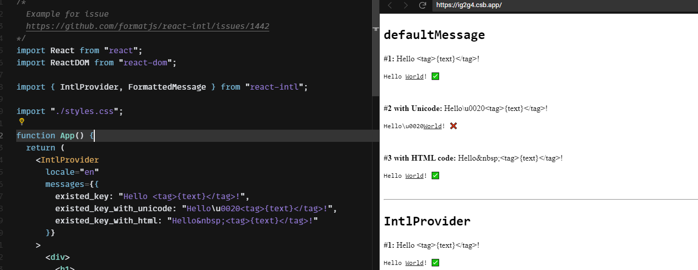 Html Entities Displayed As Strings In Formattedmessage · Issue 4239 · Formatjsformatjs · Github