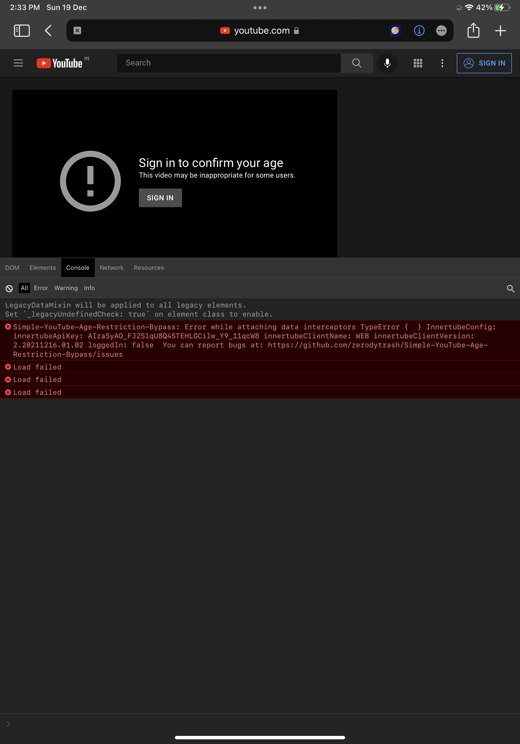 Script gives TypeError in Safari iPadOS · Issue #103 · zerodytrash/Simple-YouTube-Age ...