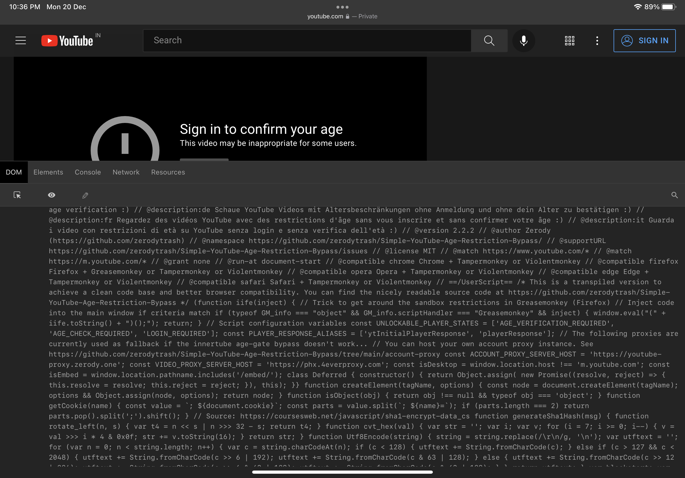 Script gives TypeError in Safari iPadOS · Issue #103 · zerodytrash/Simple-YouTube-Age ...