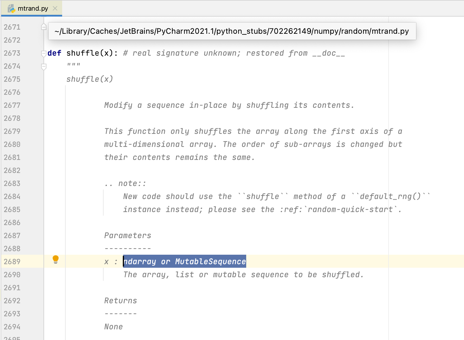 Shuffle type-hints reject lists · Issue #19507 · numpy/numpy · GitHub