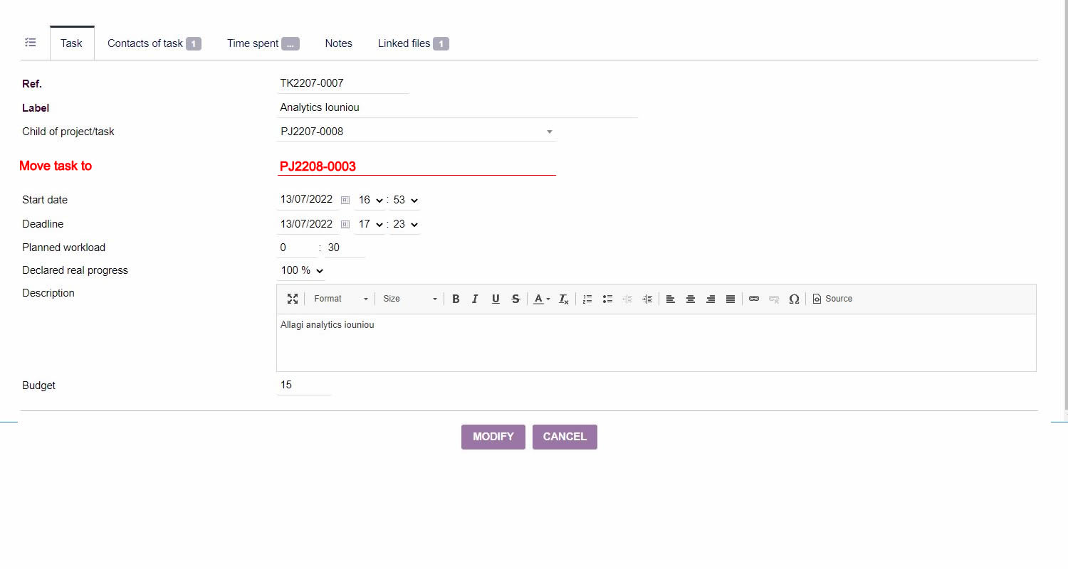 Move a task to another project · Issue #23230 · Dolibarr/dolibarr · GitHub
