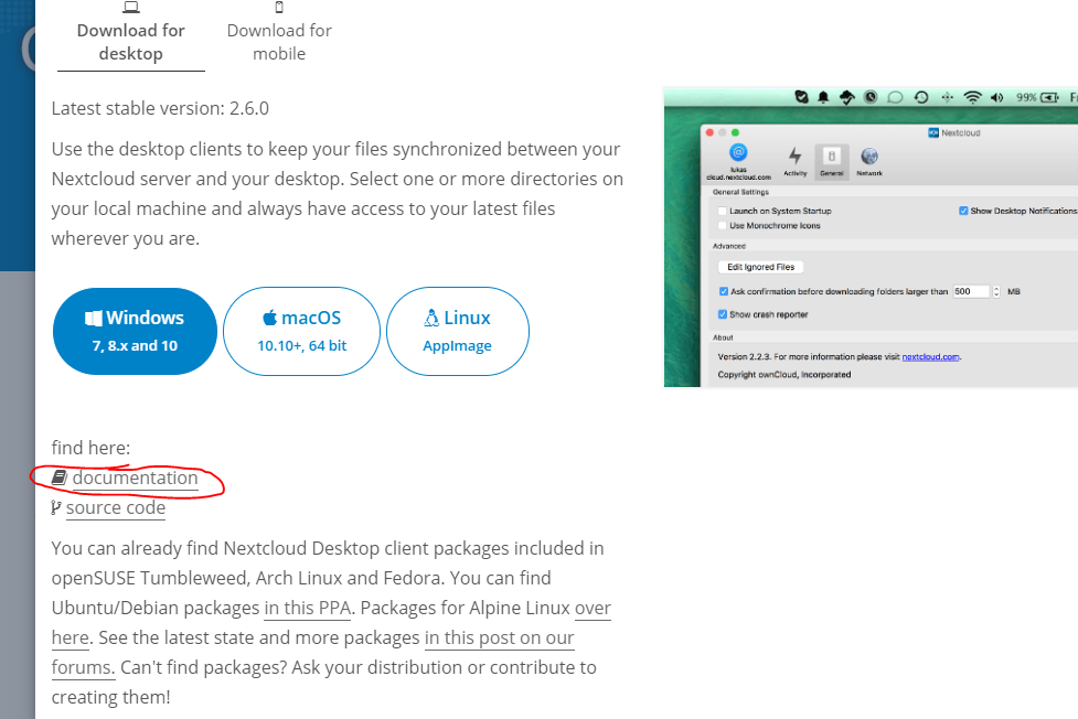 Broken link to documentation of newest release · Issue #1479 · nextcloud/desktop · GitHub