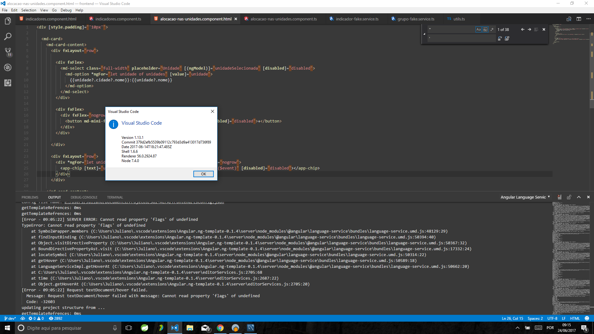 Cannot read property 'flags' · Issue #119 · angular/vscode-ng-language-service · GitHub