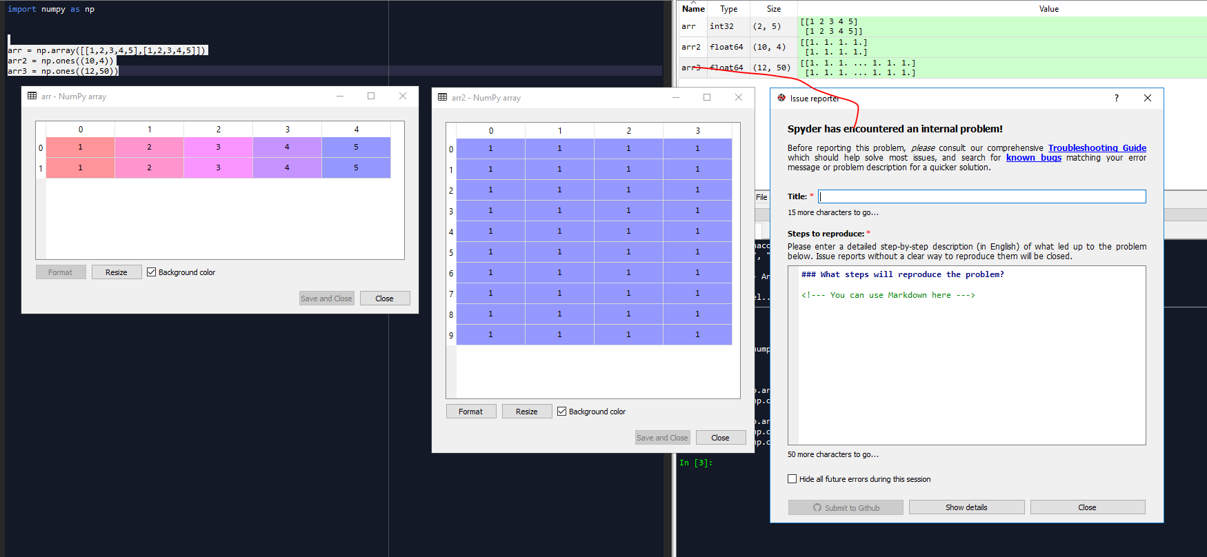 Cant View Large Np Array In Spyder · Issue 8885 · Spyder Idespyder · Github 
