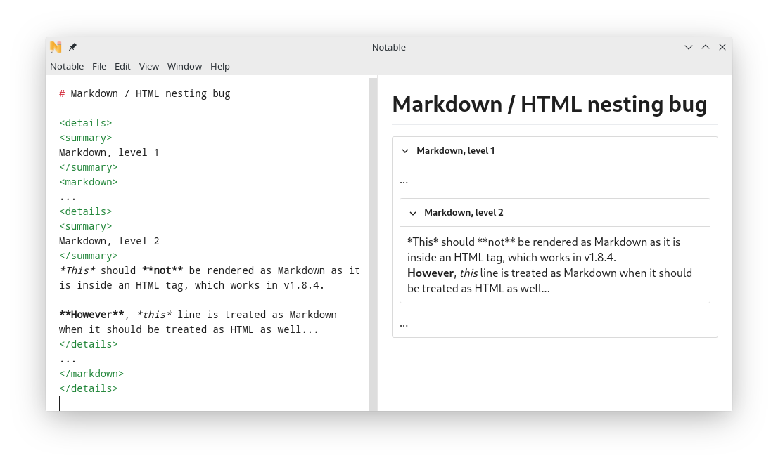 Broken ` ` And Html Parsing · Issue 1139 · Notablenotable · Github 6979