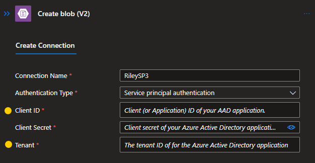 Mooncake + Logic App + Azure Blob Storage V2 can't create a connection using service principal ...