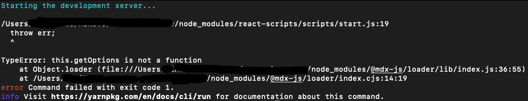 TypeError: this.getOptions is not a function · Issue #2054 · mdx-js/mdx ...