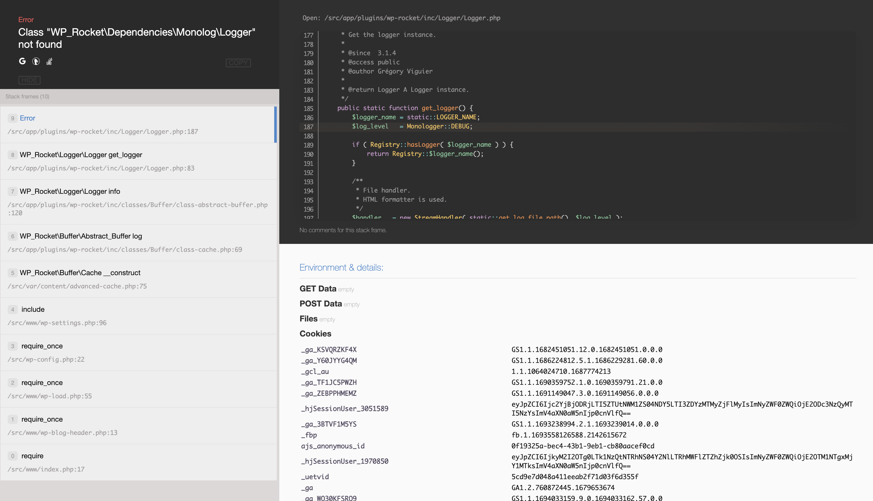 Fatal error related to Logger · Issue #6175 · wp-media/wp-rocket · GitHub