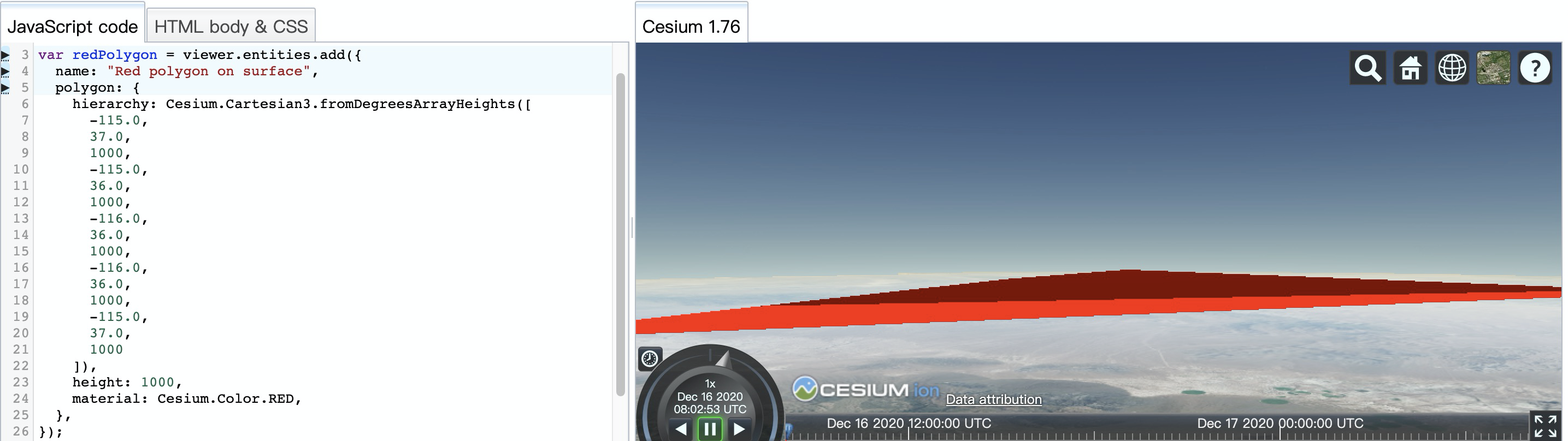 Artifact appears on polygon when viewed from a low angle · Issue #9289 · CesiumGS/cesium · GitHub