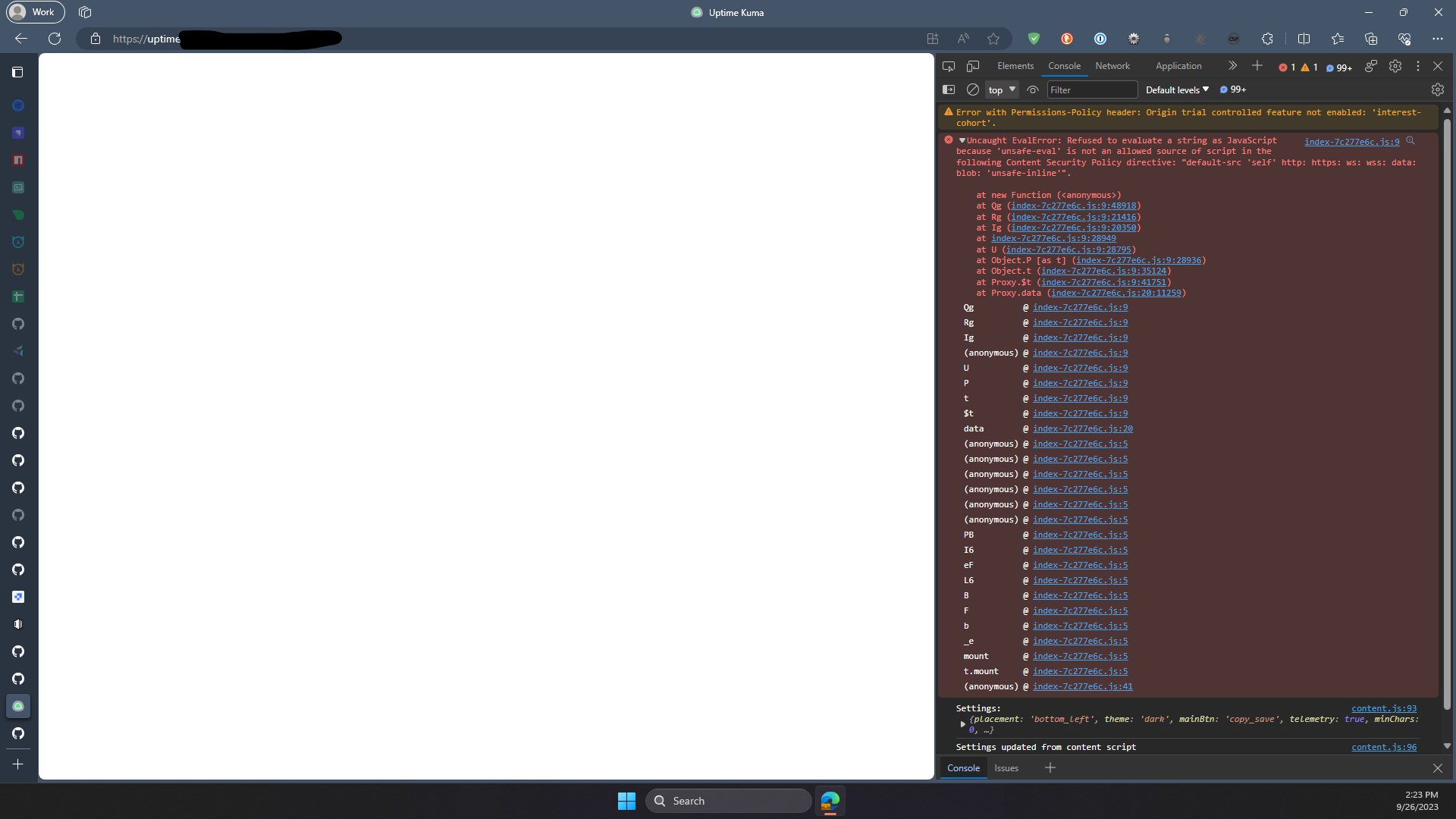 CSP error on fresh install · Issue #3806 · louislam/uptime-kuma · GitHub