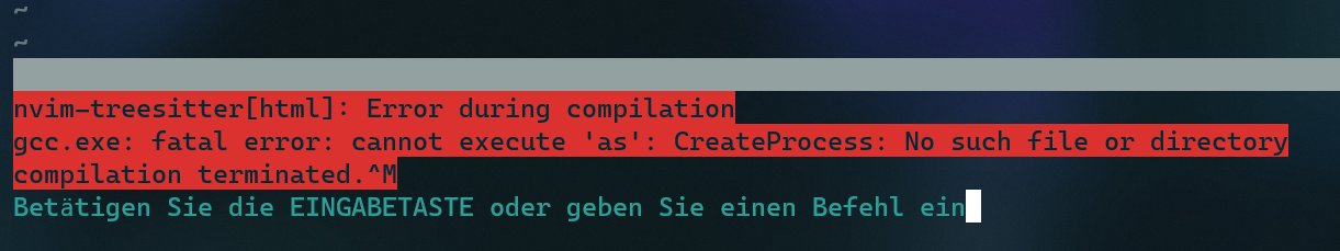 Error during compilation · Issue #2152 · nvim-treesitter/nvim-treesitter · GitHub