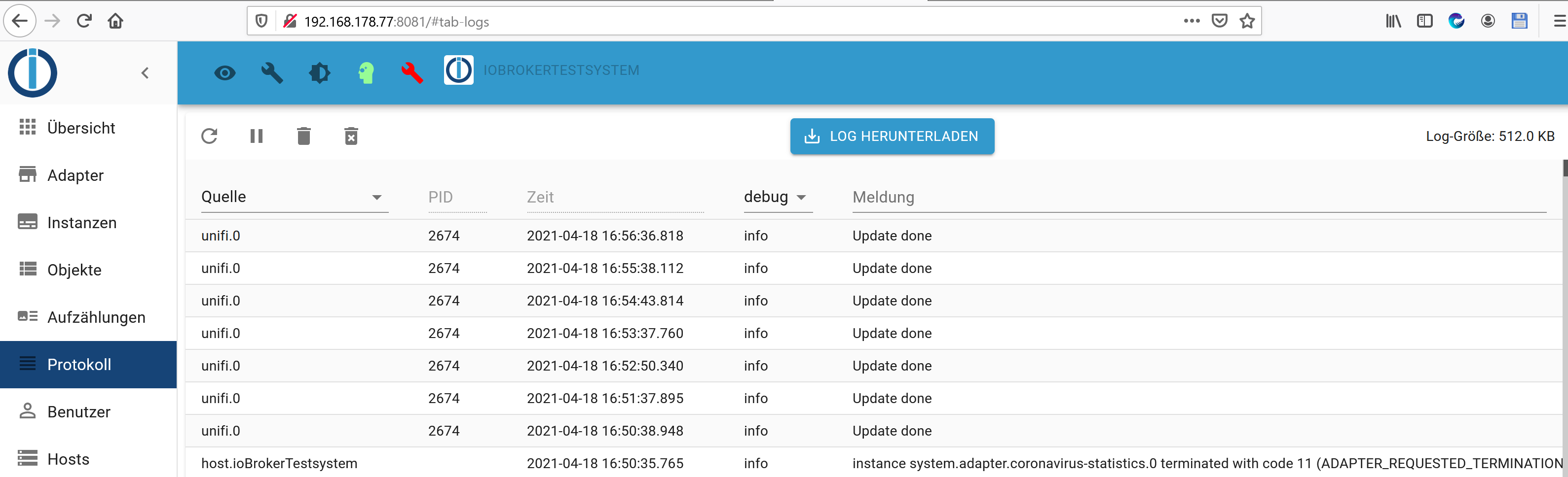 React, Log Seite weiss auf Smartphone · Issue #680 · ioBroker/ioBroker.admin · GitHub