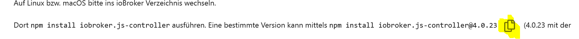 Current version of instruction for js-controller update is not shown ...