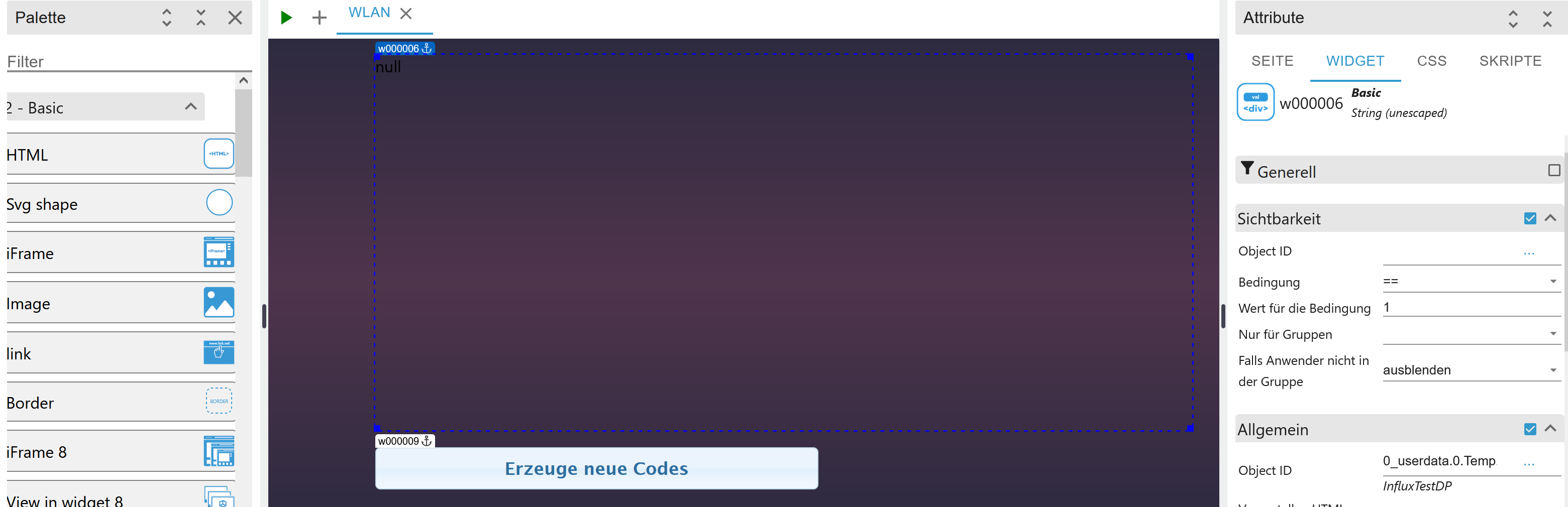 Widget Basic String (unescaped) content of object id is only shown after update of datapoint ...