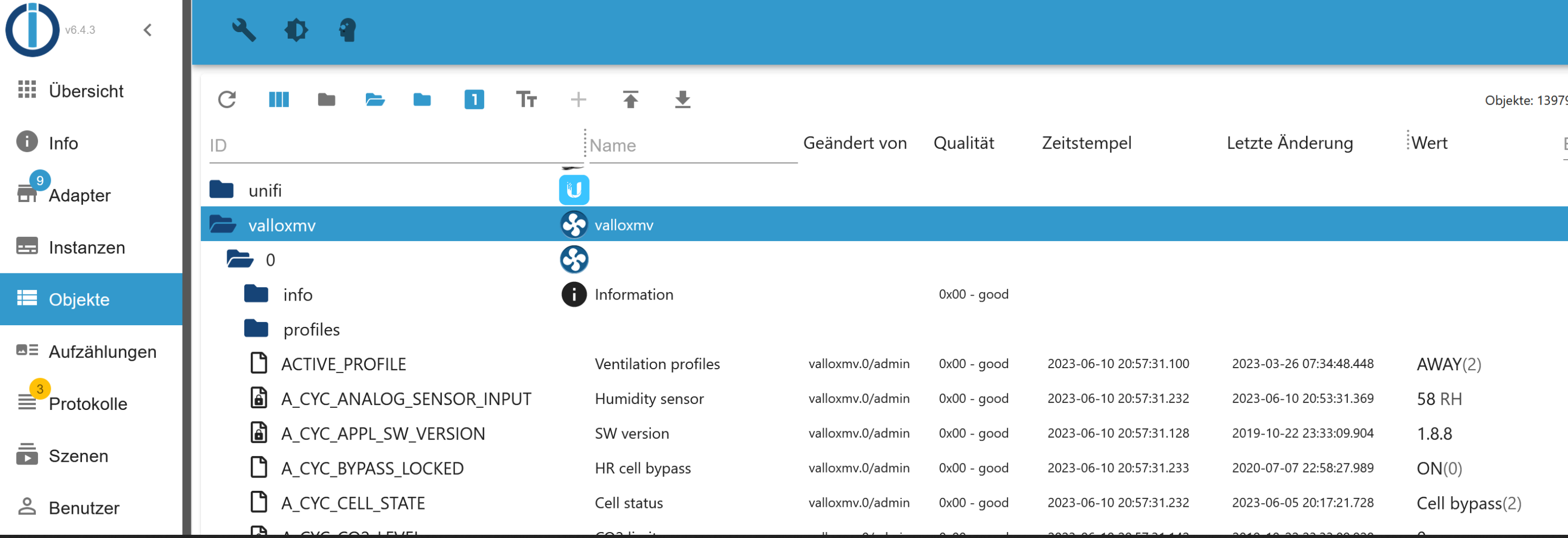 Coloums and values are broken after enabling "Statusansicht umschalten" in Object menu · Issue ...