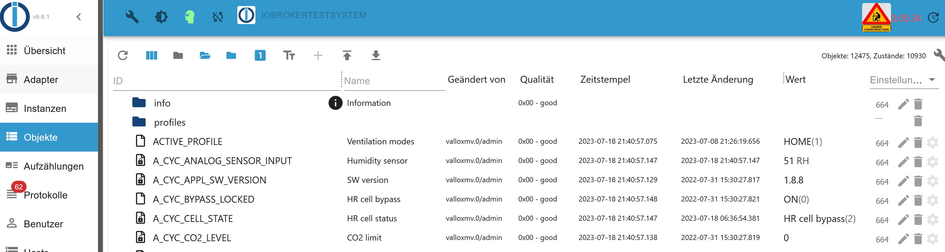 Coloums and values are broken after enabling "Statusansicht umschalten" in Object menu · Issue ...