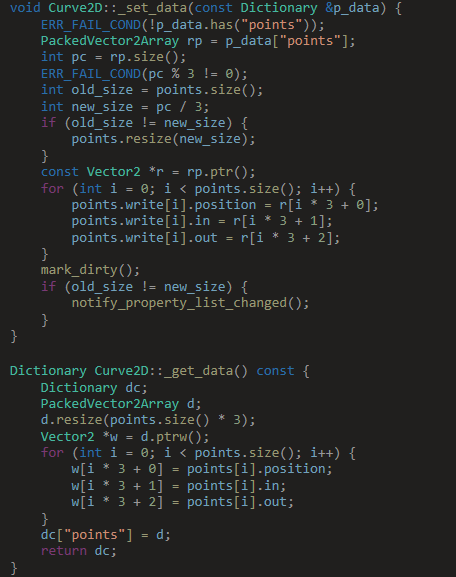 Change `Curve2D::_get_data()["points"]` pattern · Issue #7596 · godotengine/godot-proposals · GitHub