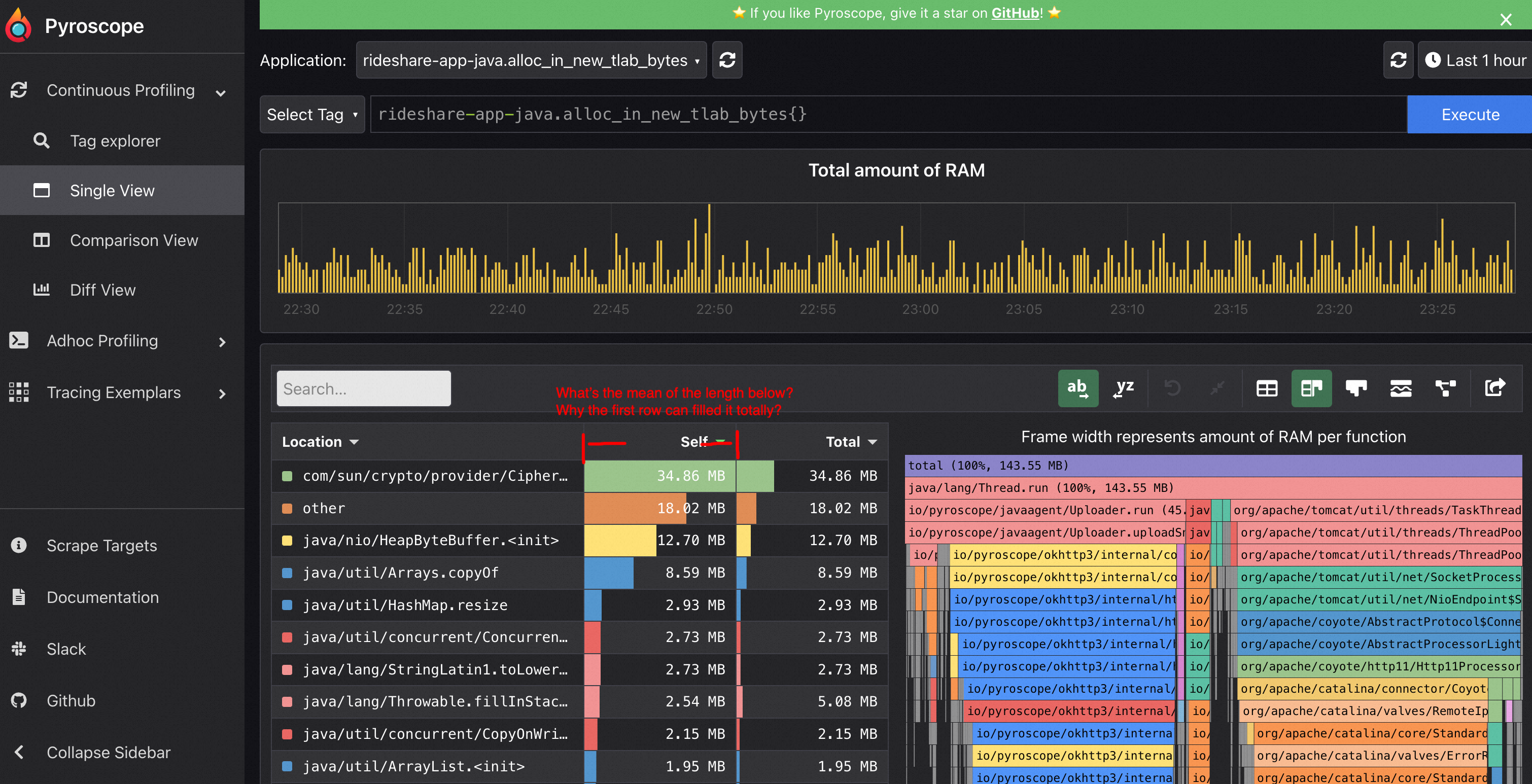 How to understand the length of "self" and "total" in table · Issue #2616 · grafana/pyroscope ...