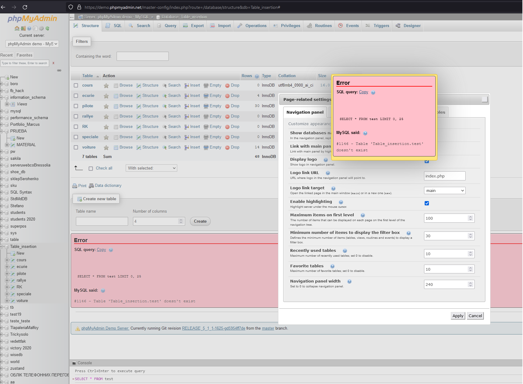 Page-related settings modal is smaller in size on performance_schema ...