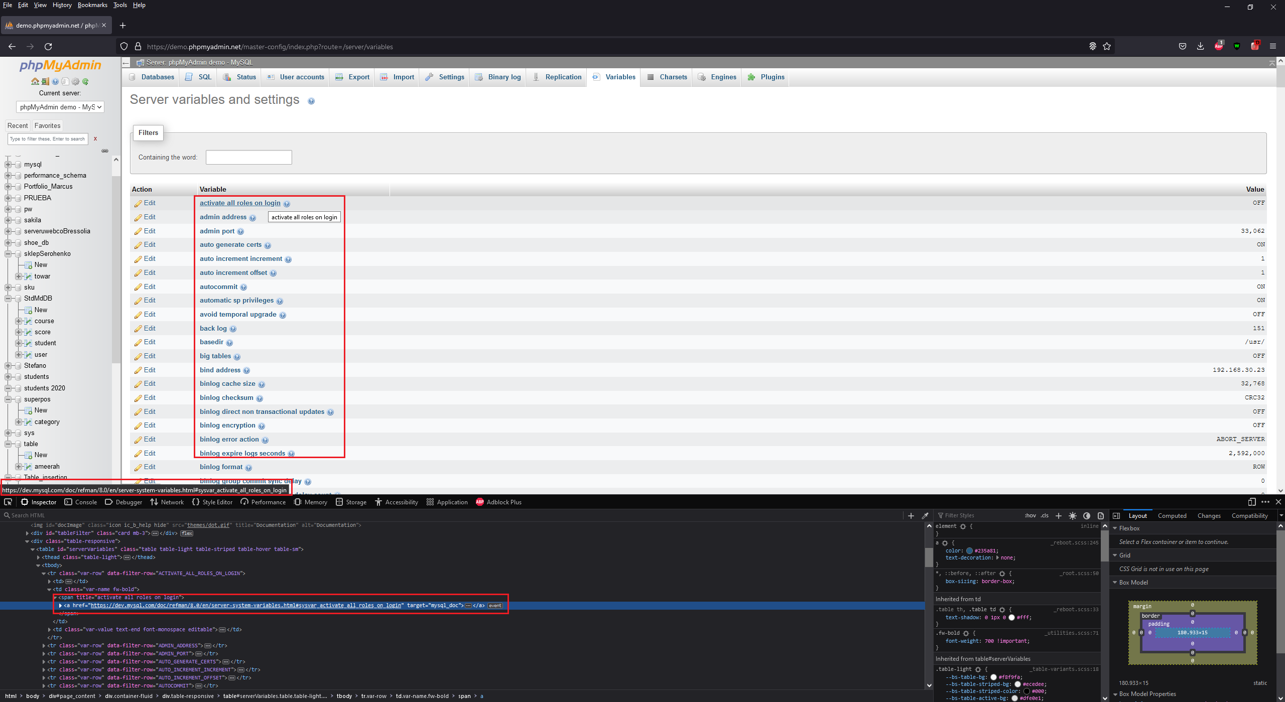 Links from Server variables and settings aren't added to URL system · Issue #17178 · phpmyadmin ...