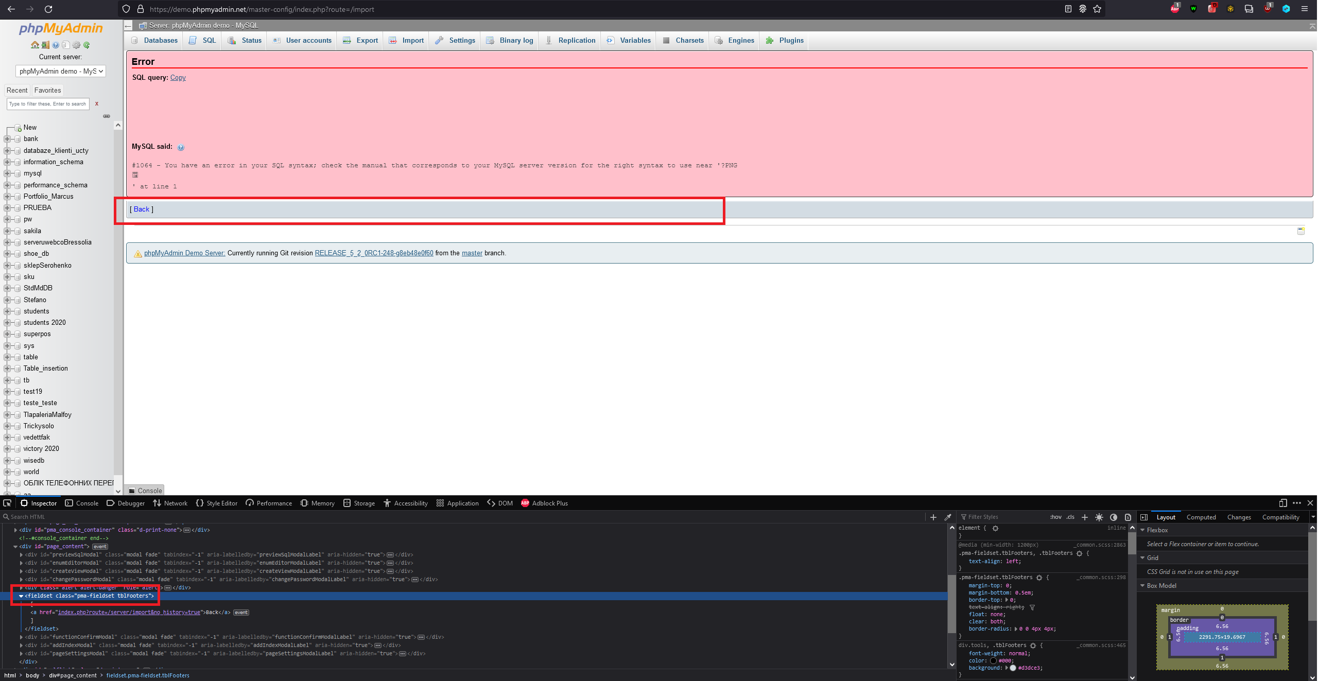 Back button from another theme · Issue #17403 · phpmyadmin/phpmyadmin · GitHub
