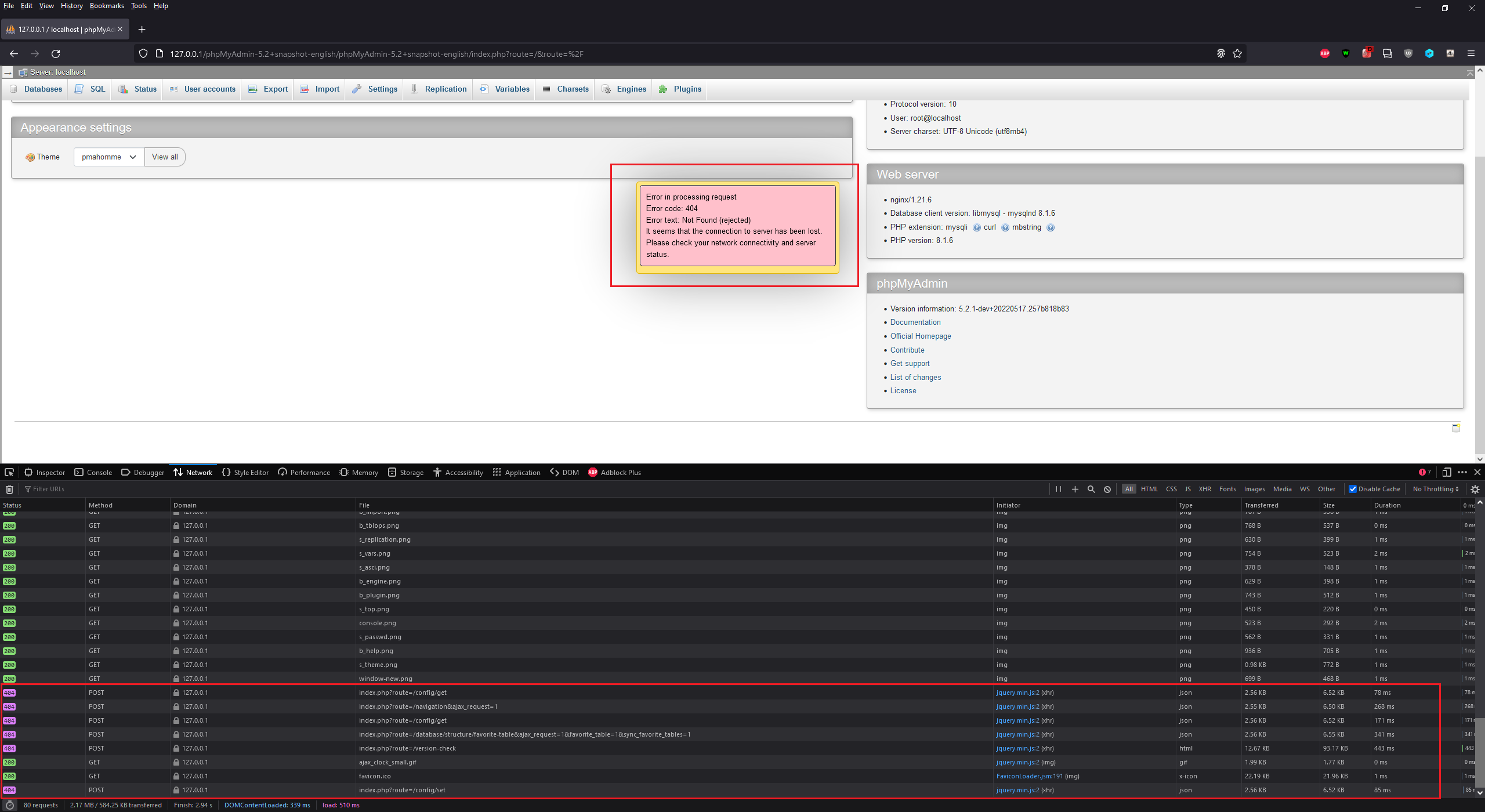 Strange 404 errors · Issue #17532 · phpmyadmin/phpmyadmin · GitHub