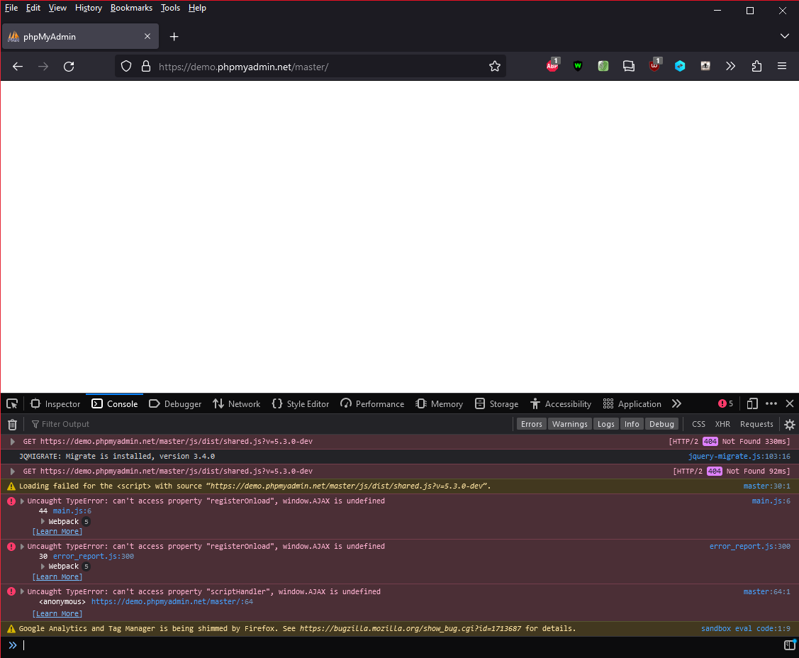 shared.js missing on demo server · Issue #17928 · phpmyadmin/phpmyadmin · GitHub