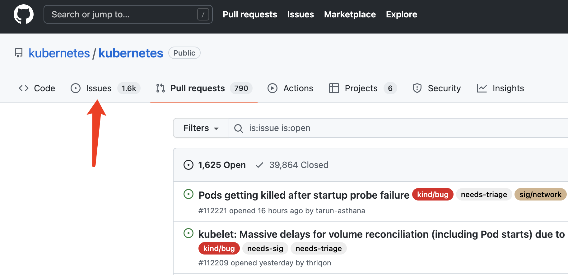 Selected Menu Bar Of All The Tabs `code``issues` Of Project Are