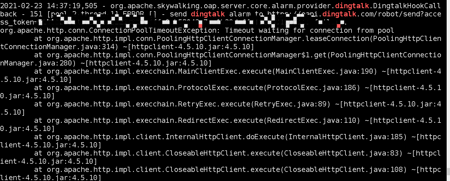 the webhook has error:Timeout waiting for connection from pool · Issue #6424 · apache/skywalking ...