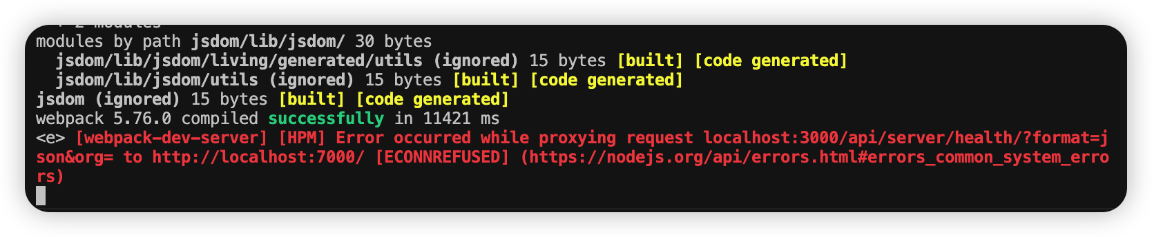 Error occurred while proxying request localhost:3000 to http://localhost:7000 · Issue #6118 ...
