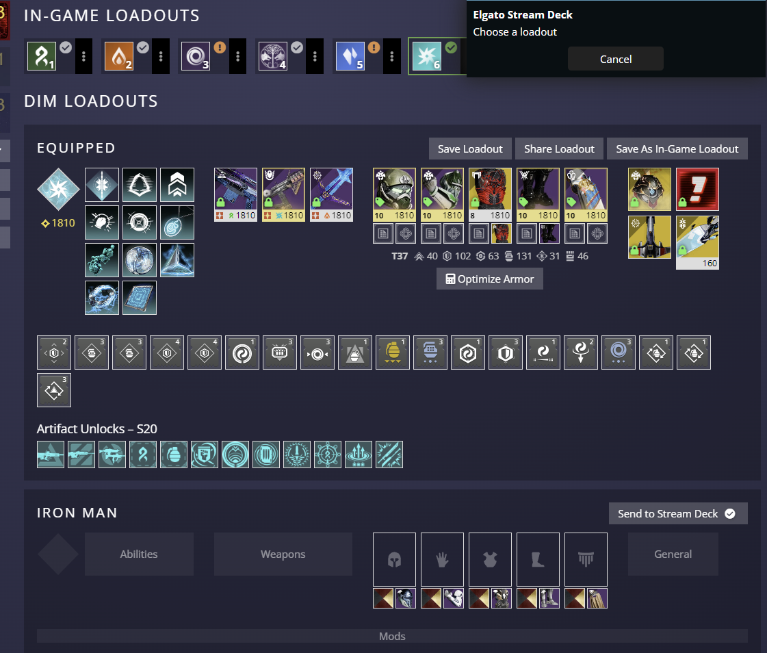 Change to ingame loadout display stops them being sent to streamdeck · Issue #9395 ...