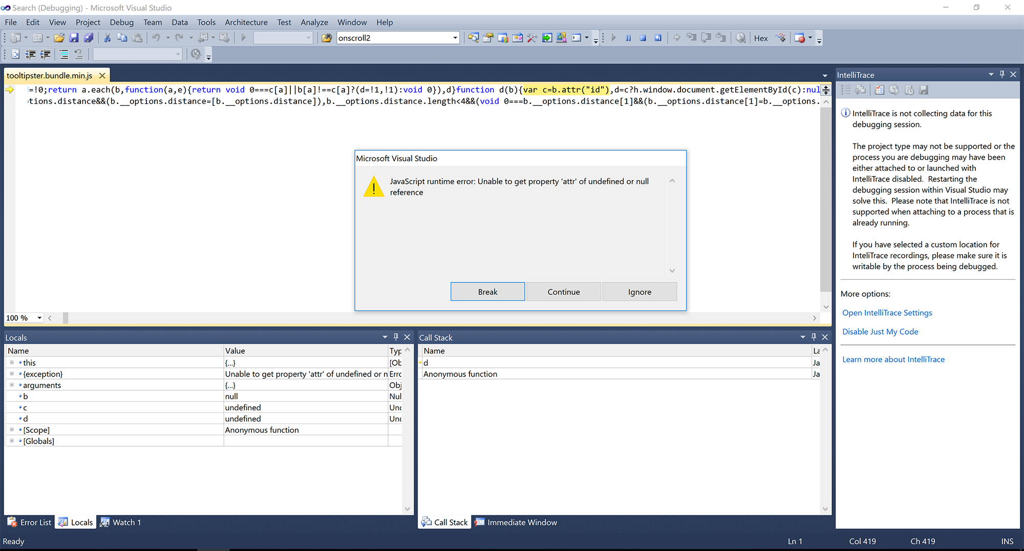 Error: Unable to get property 'attr' of undefined or null reference ...