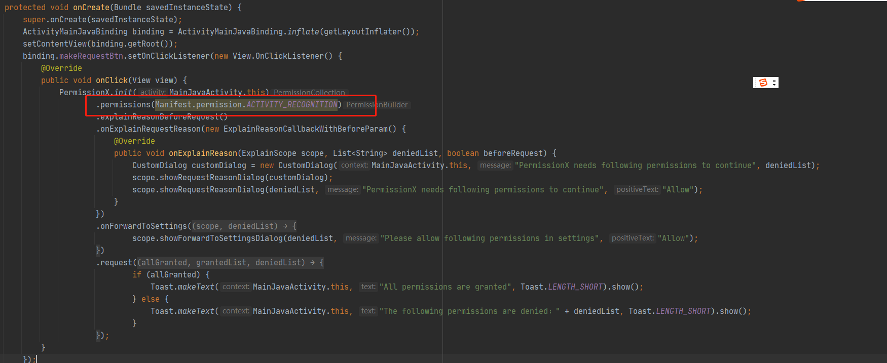 郭神 Android9 和9之前怎么获取ACTIVITY_RECOGNITION 这个权限 · Issue #57 · guolindev/PermissionX · GitHub
