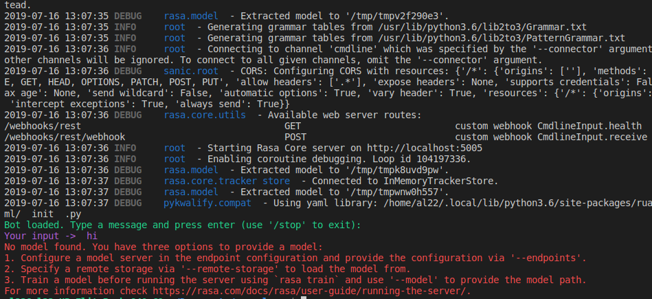 No Model Found Error Message When Model Was Loaded Correctly · Issue 4012 · Rasahq Rasa · Github