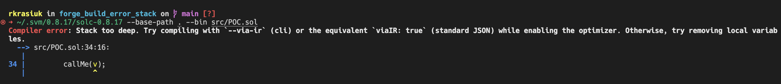 Forge build is raising stack too deep while solc does not. · Issue #3710 · foundry-rs/foundry ...