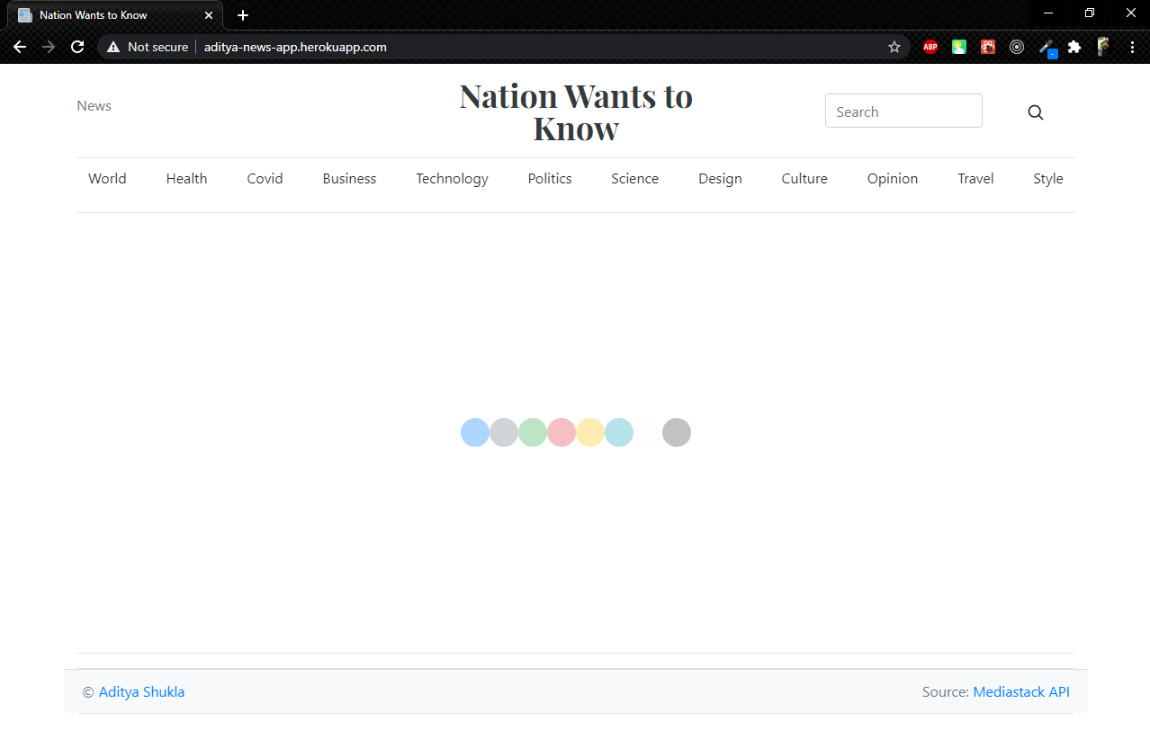 GitHub - aditya278/react-news-app: A News App created using Reactjs, Bootstrap (For CSS) and ...