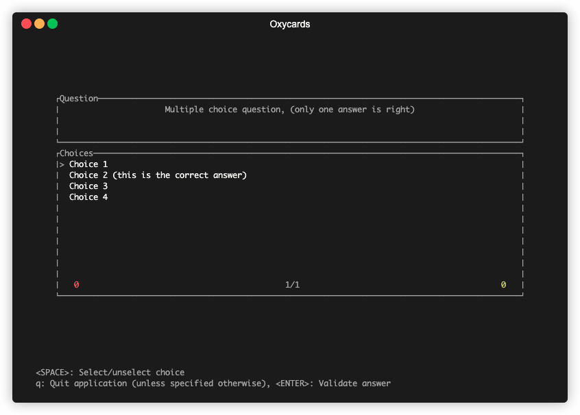 Multiple Choice Documentation Oxycards Multiple Choice Documentation Oxycards