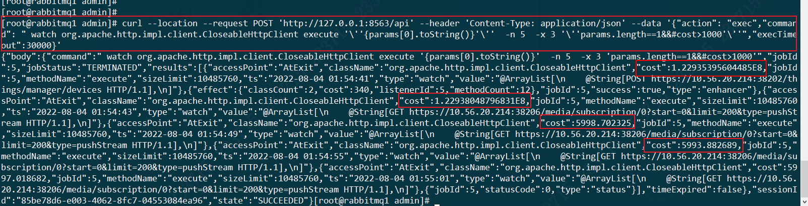 用http的方式调用watch，偶现cost的值是当前时间的时间戳 · Issue #2565 · alibaba/arthas · GitHub