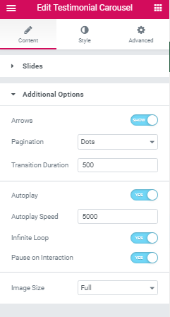 Please Add fade option for Testimonial slider widget (Elementor pro ...