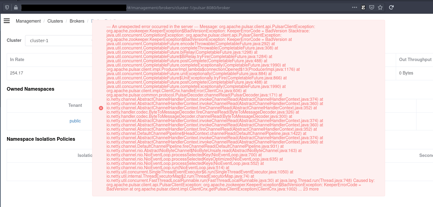 zookeeper.KeeperException$BadVersionException: KeeperErrorCode = BadVersion Stacktrace: java ...