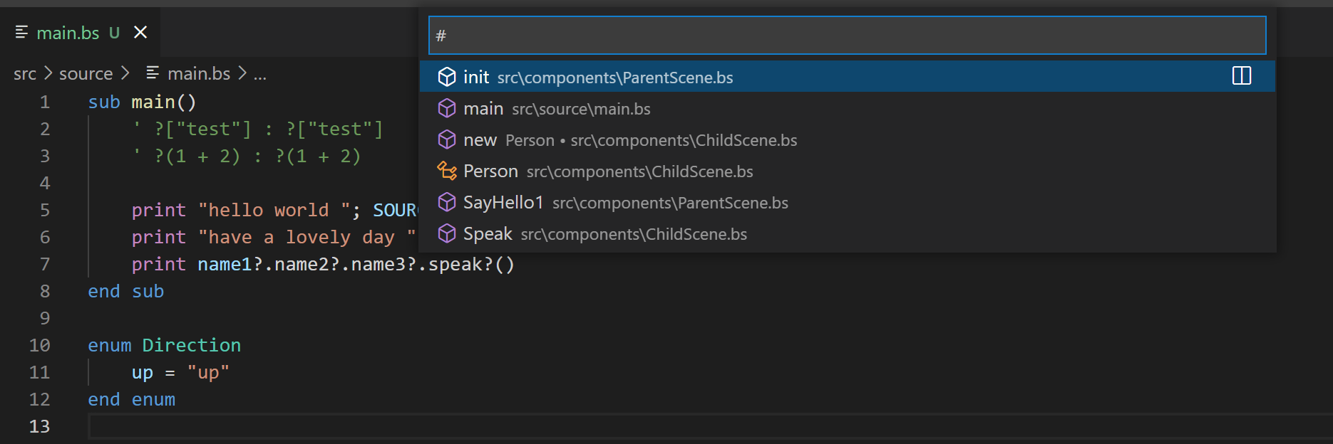 Add enums to the various symbol providers · Issue #385 · rokucommunity/vscode-brightscript ...