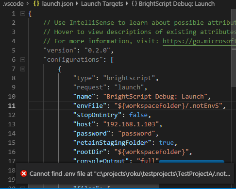 does not warn if envfile cannot be found · Issue #175 · rokucommunity/vscode-brightscript ...