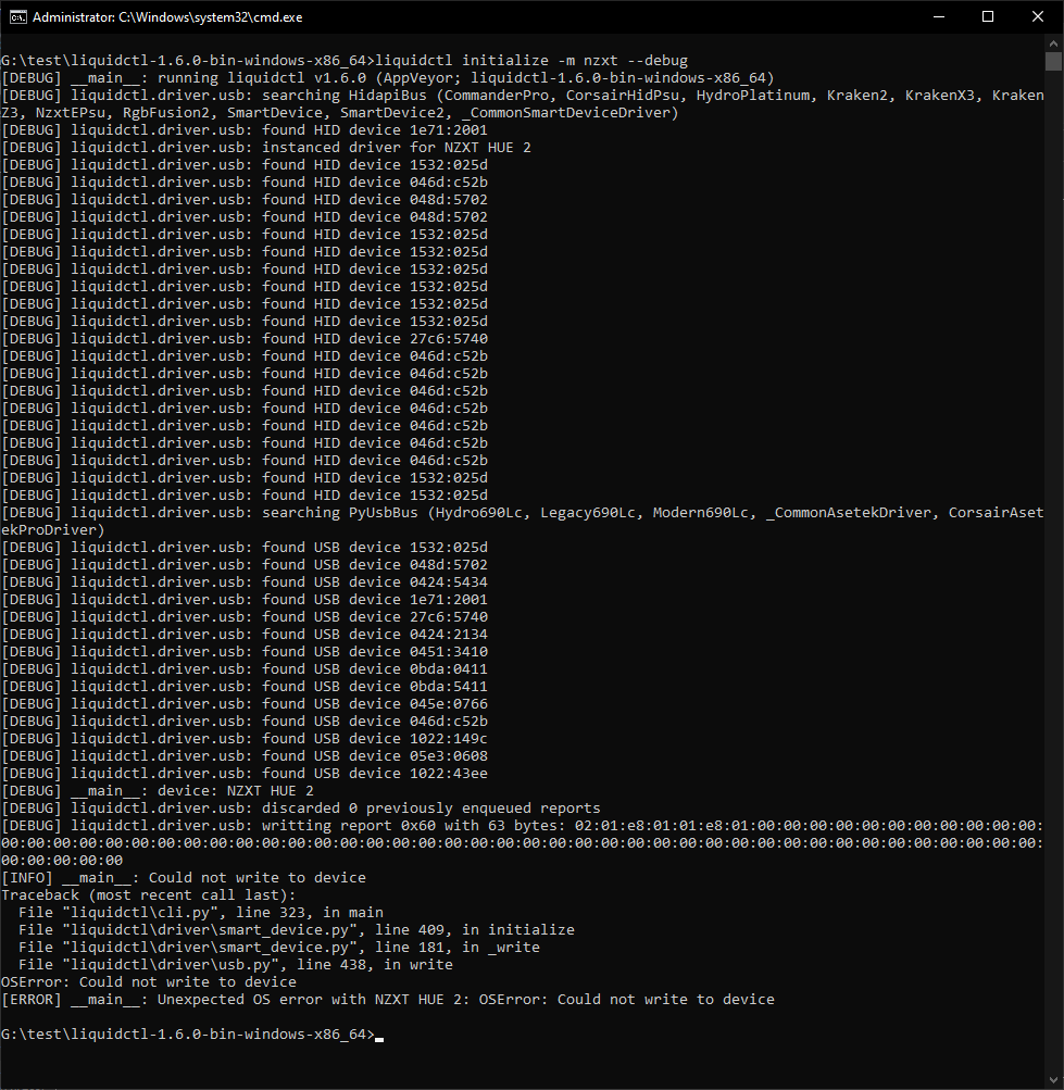 Error message for HUE 2 device while initialization · Issue #331 · liquidctl/liquidctl · GitHub