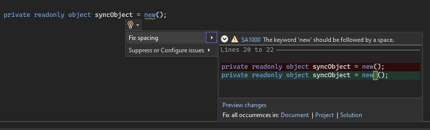 SA1000 when correctly using a target-typed constructor invocation · Issue #3603 ...