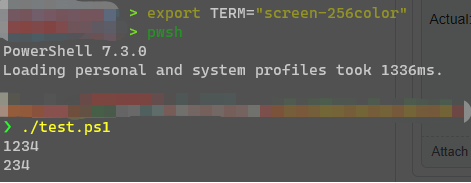 First character of the output of consequent adb shell commands disappears under tmux on pwsh 7.3 ...