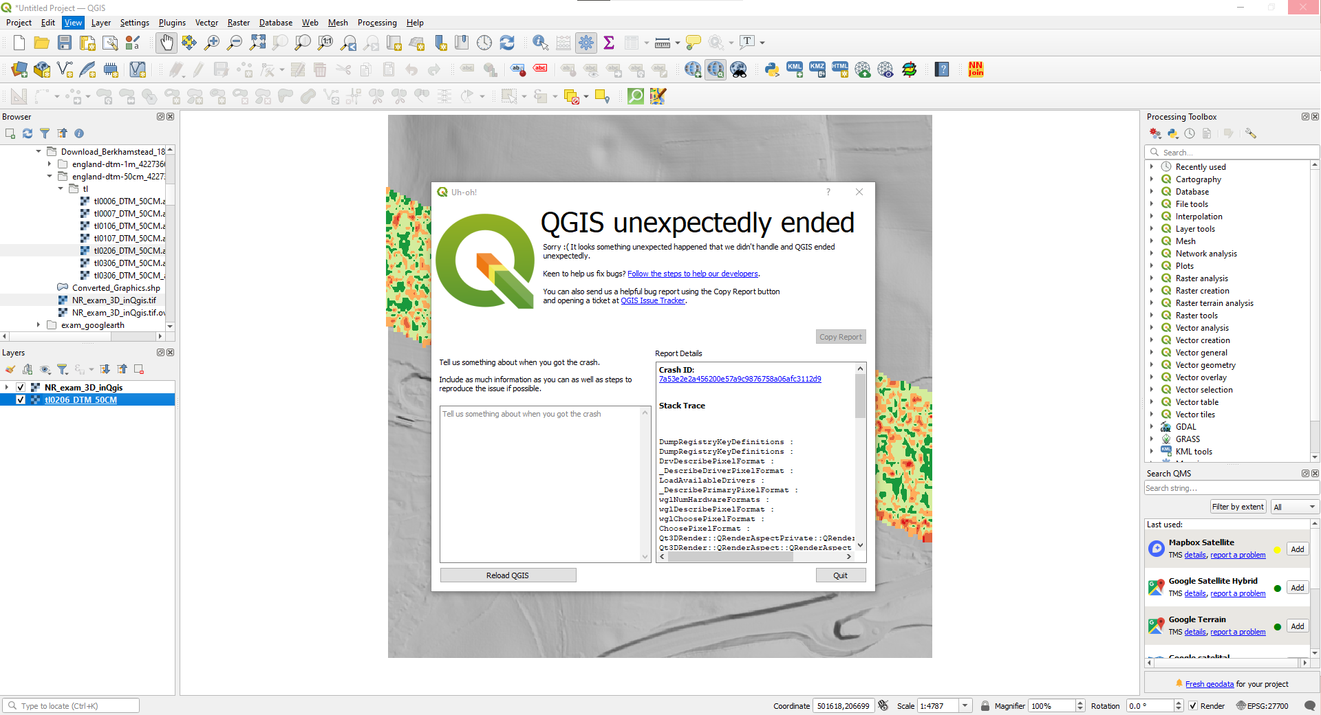 try to create a 3D map but Qgis crashed · Issue #45691 · qgis/QGIS · GitHub