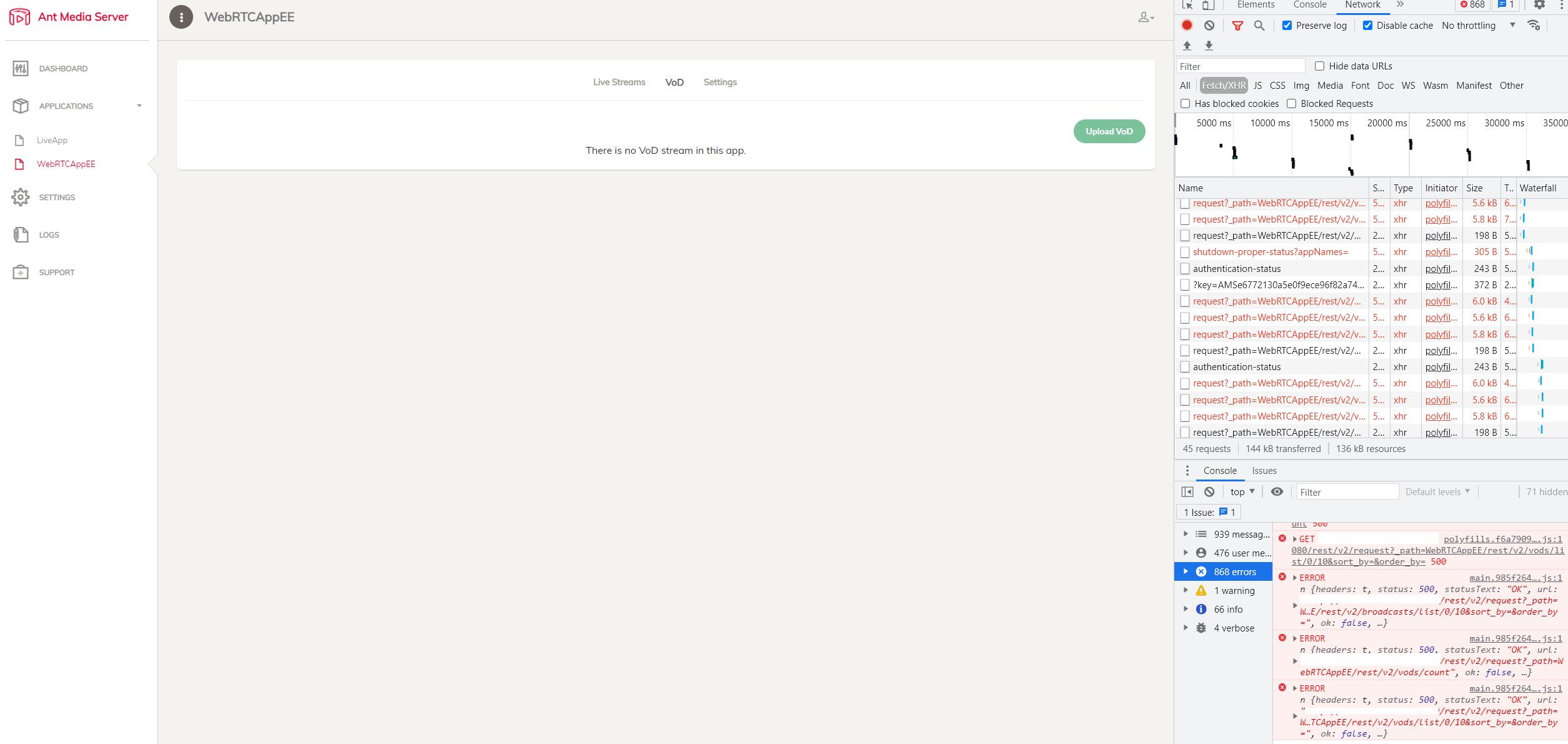 [Enterprise]When server run out of space, i cant delete vod file · Issue #3533 · ant-media/Ant ...