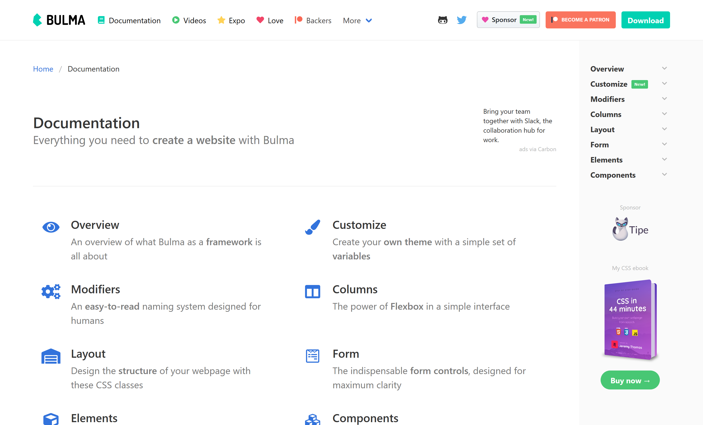There is no clear link to the GitHub on the Docs · Issue #2696 · jgthms/bulma · GitHub