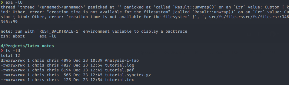 exa -lU on WSL · Issue #775 · ogham/exa · GitHub