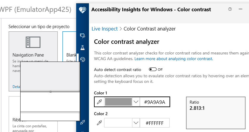 A11y_Windows Template Studio_Select a Project type_ColorContrast: Color ...